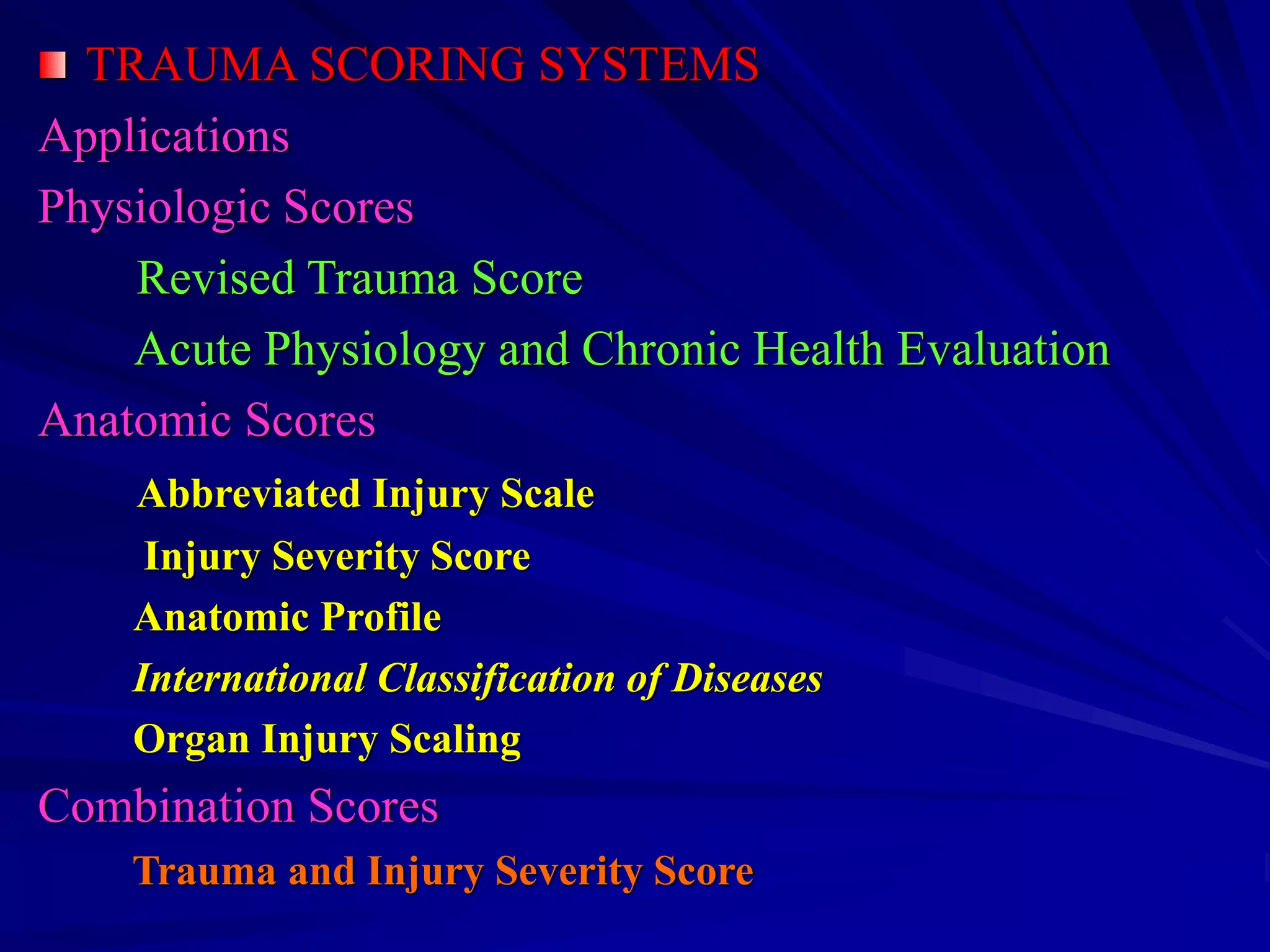 Trauma scoring systems | PDF