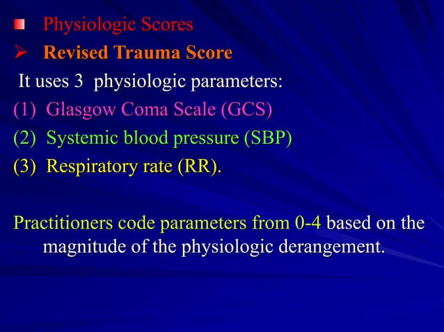 Trauma scoring systems | PDF | Death, Injury, or Military Conflict ...