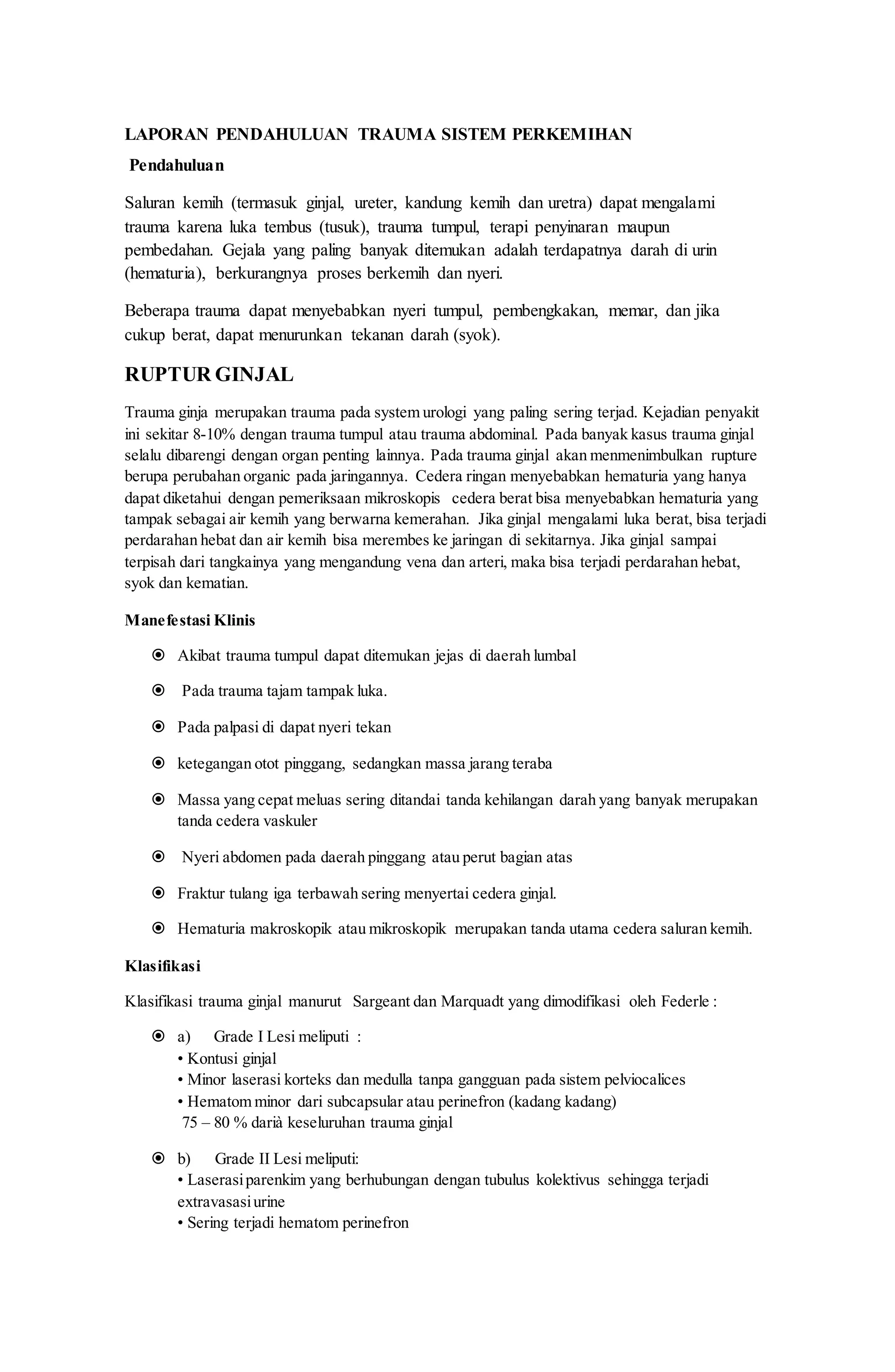 TRAUMA SISTEM PERKEMIHAN | DOCX