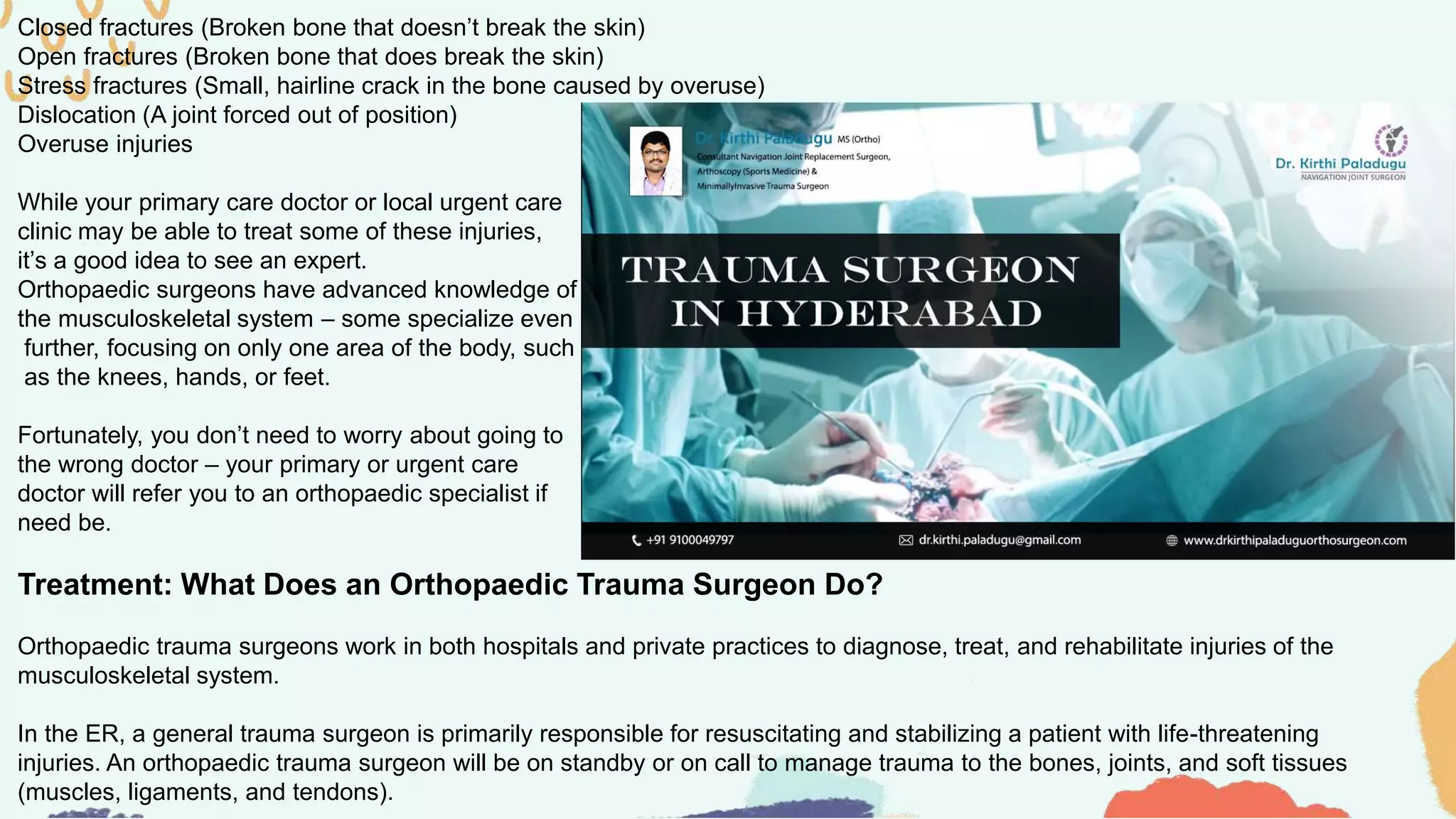 Trauma surgeon in hyderabad (definition, treatment, and prevention ...