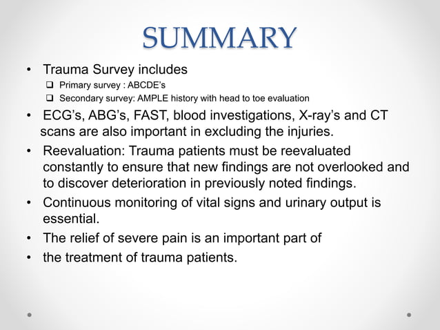 Trauma survey | PPTX | First Aid | Injuries