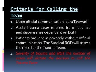 Trauma team policy orientation | PPTX