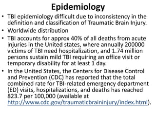 Traumatic brain injury 2018 | PPTX | Death, Injury, or Military ...