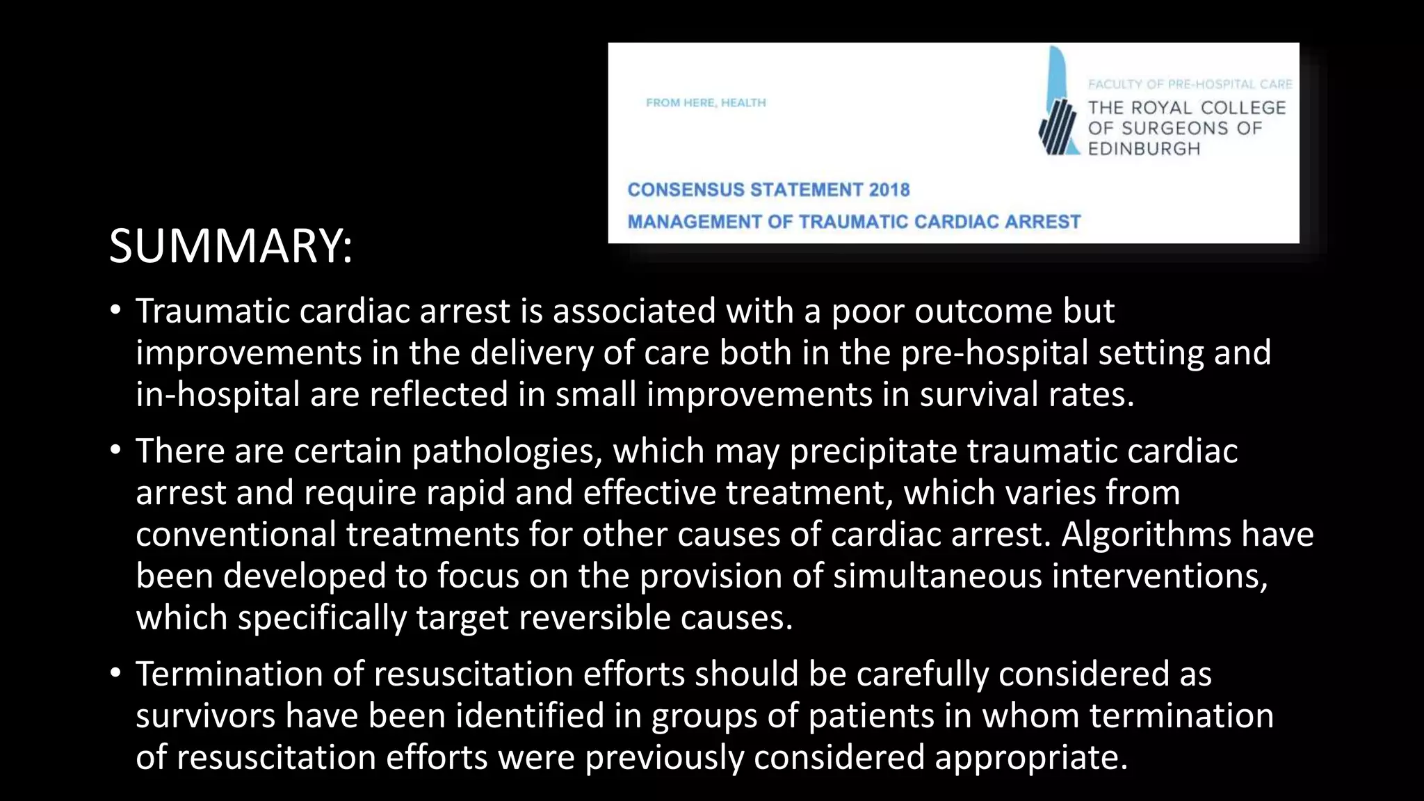 EMS Management of Traumatic Cardiac Arrest | PPTX