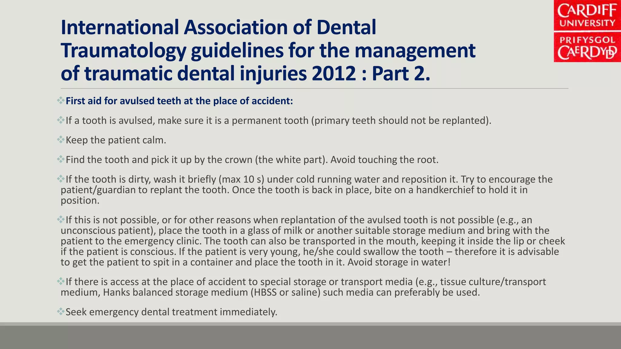Traumatic dental injuries | PPTX