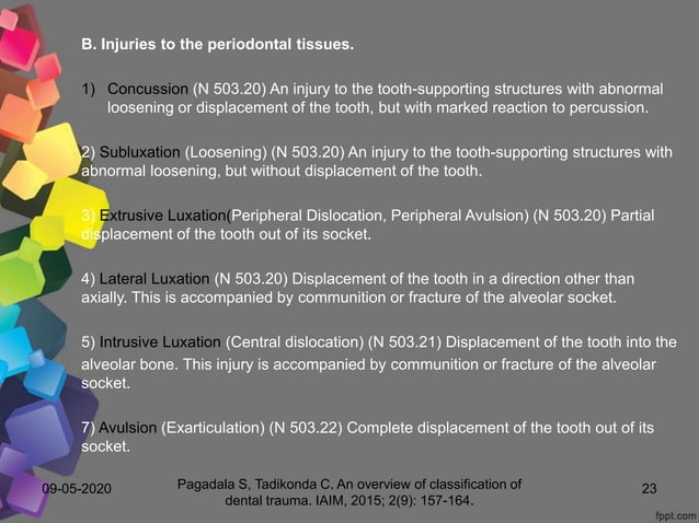 Traumatic Dental Injuries to Permanent Teeth | PPT | Dental Health ...