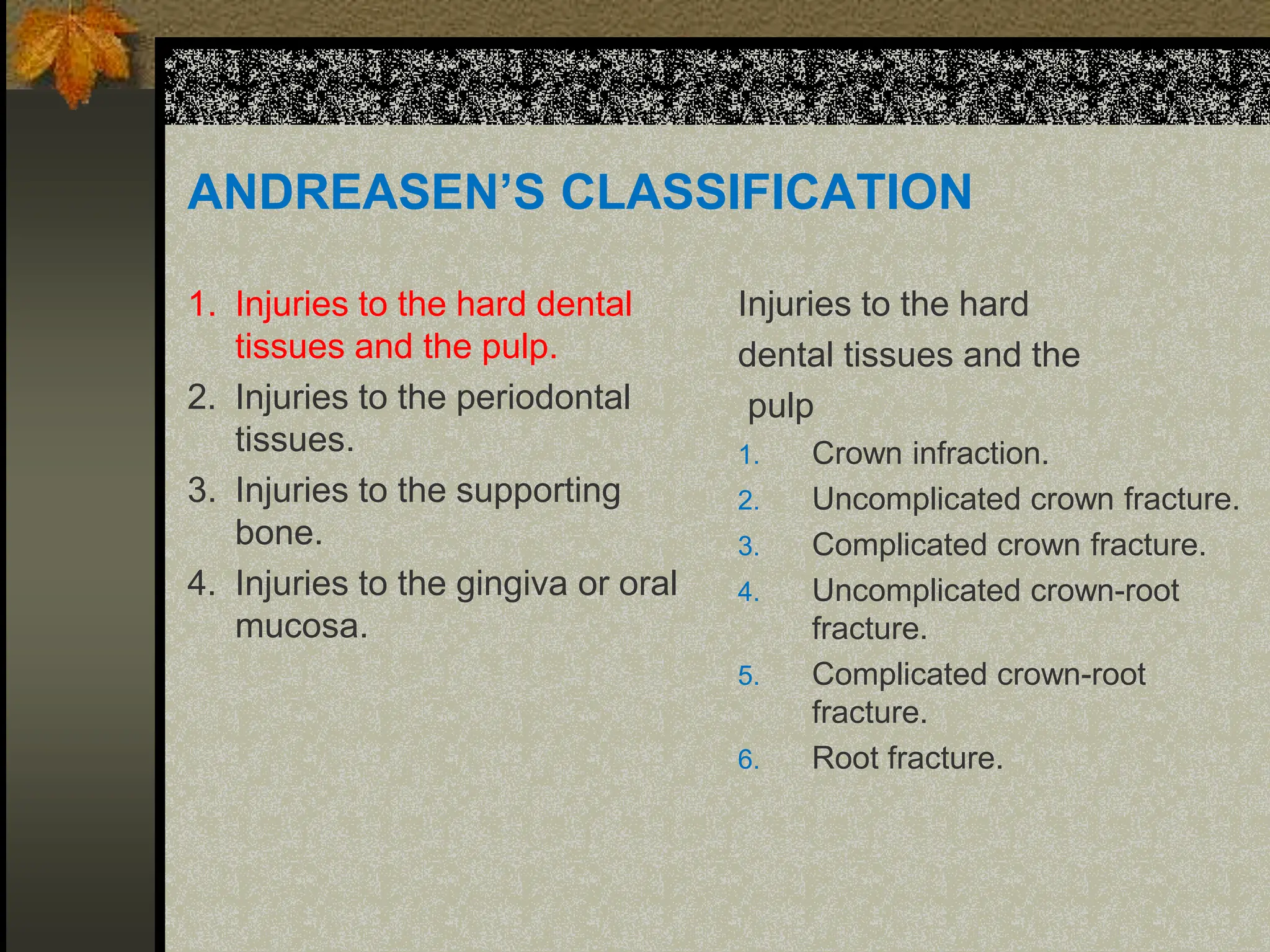 Traumatic injuries of the teeth PAEDIATRIC DENTISTRY | PPT