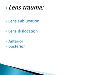 traumatic lens subluxation what to know | PPT