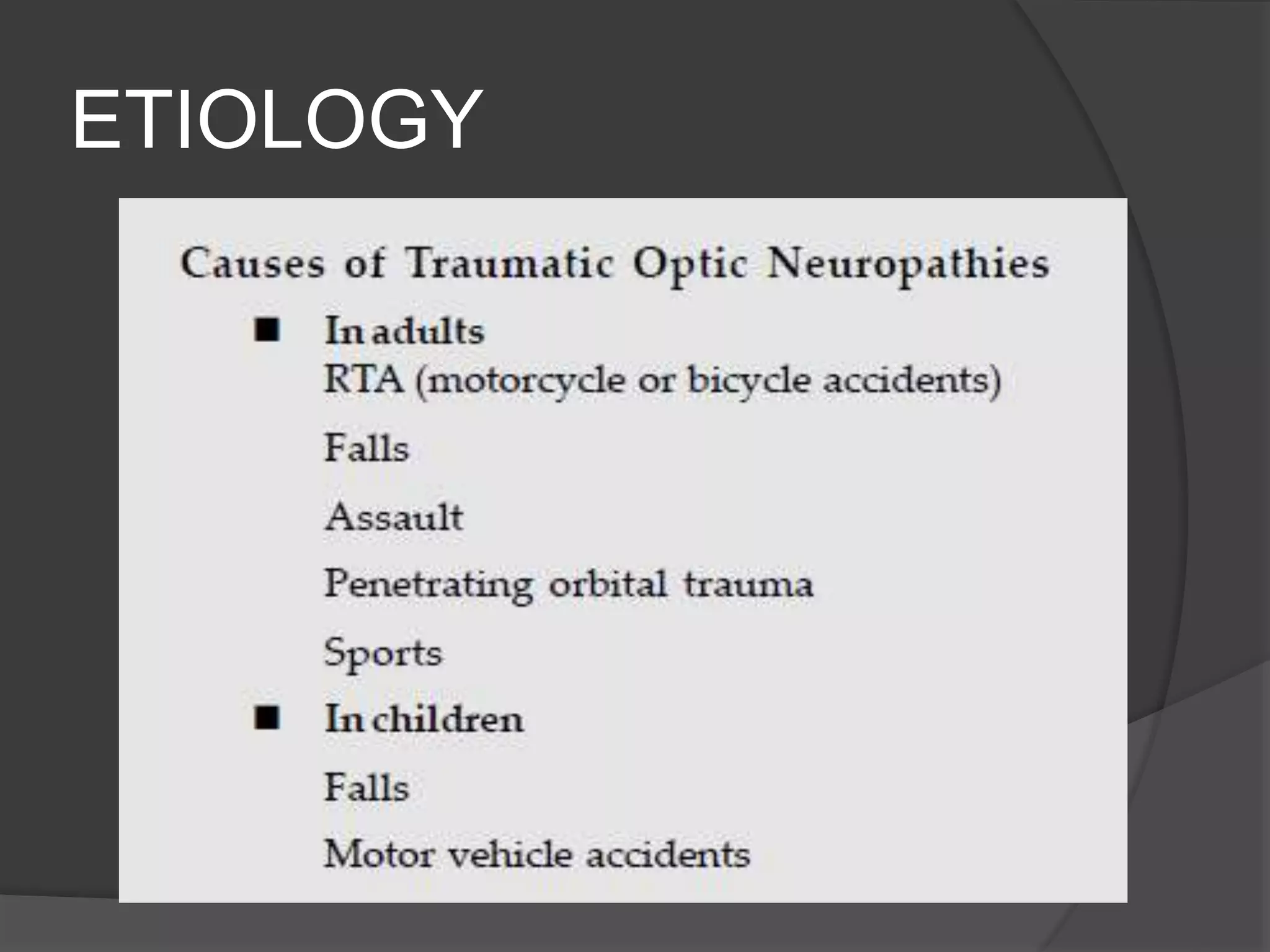 Traumatic optic neuropathy | PPTX