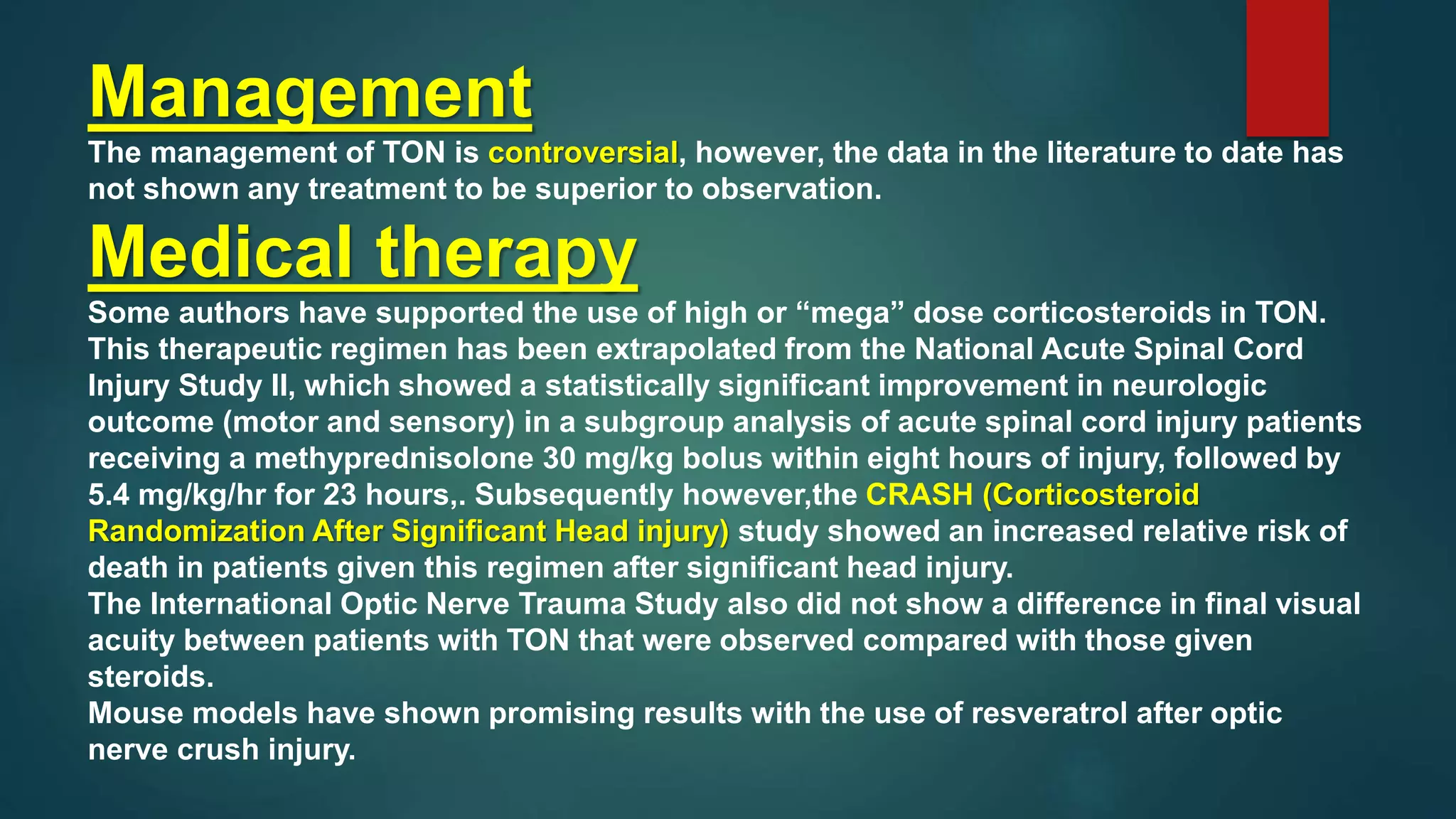 Traumatic optic neuropathy | PPTX
