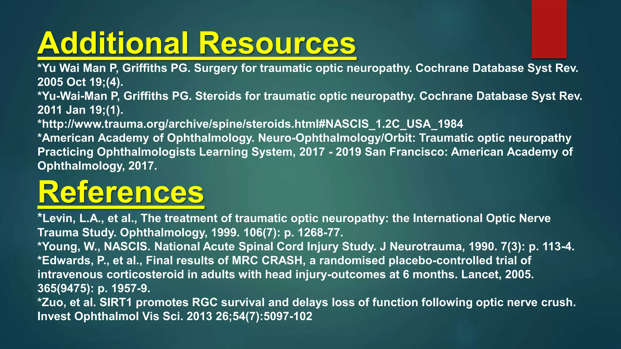 Traumatic optic neuropathy | PPTX