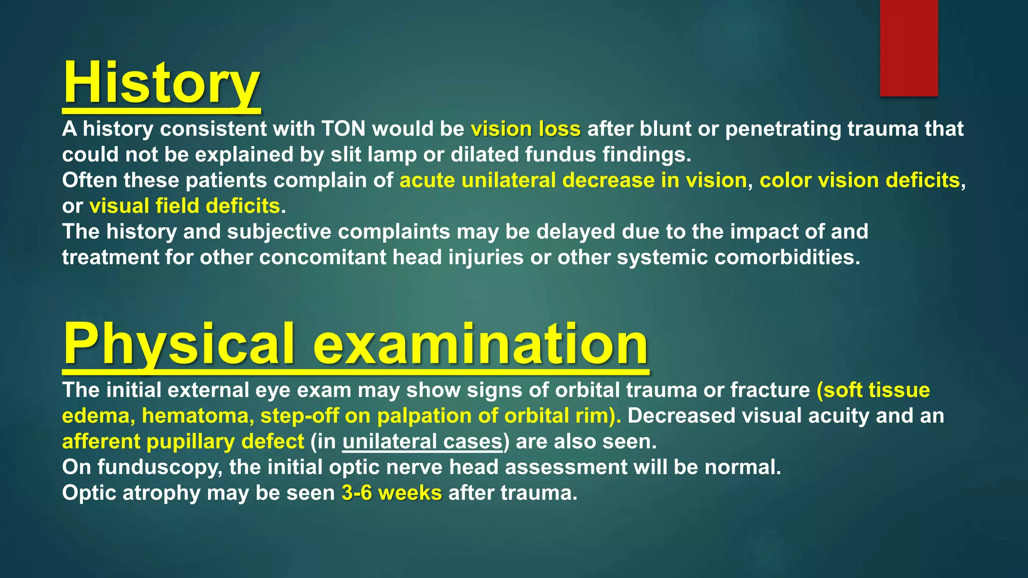 Traumatic optic neuropathy | PPTX