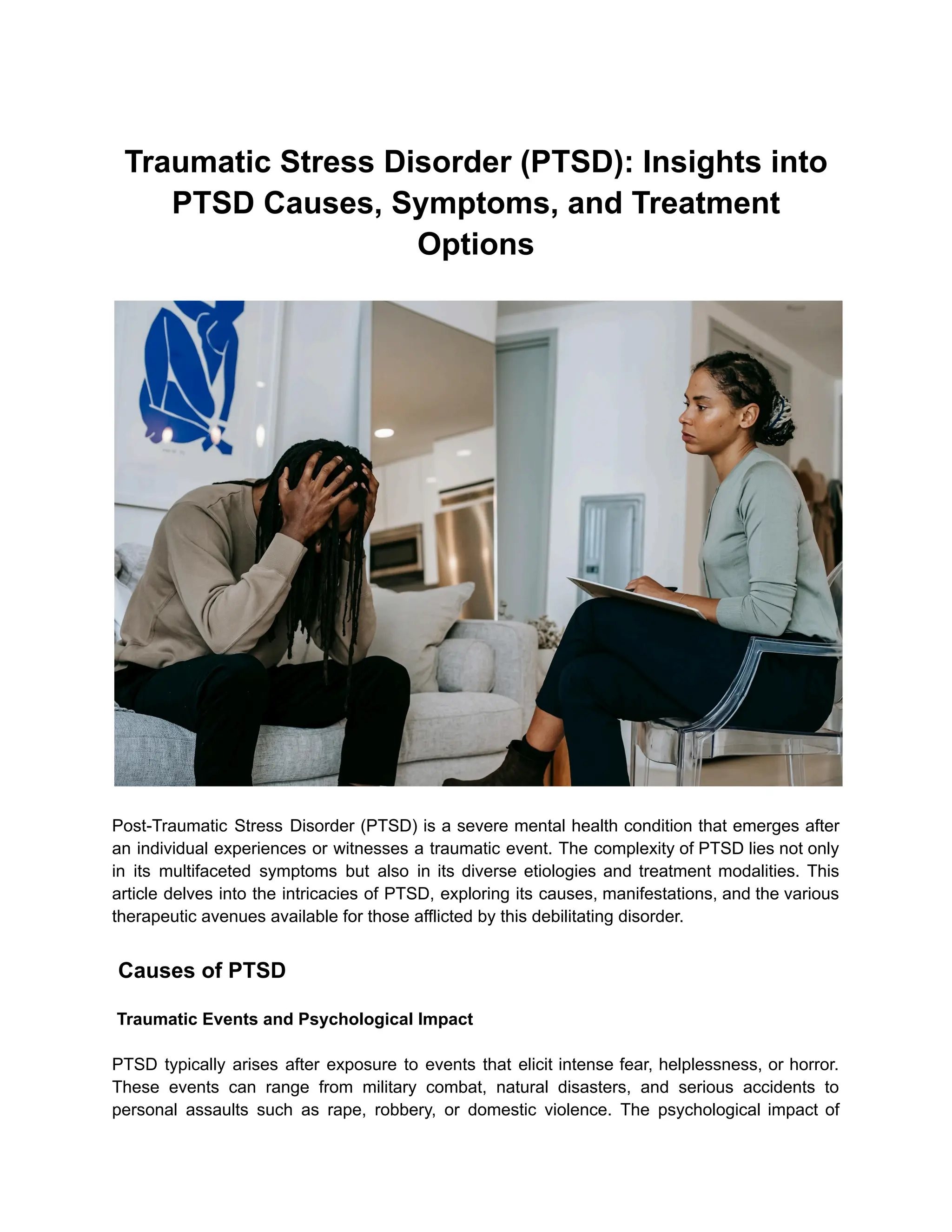 Traumatic Stress Disorder (PTSD)- Insights into PTSD Causes, Symptoms ...