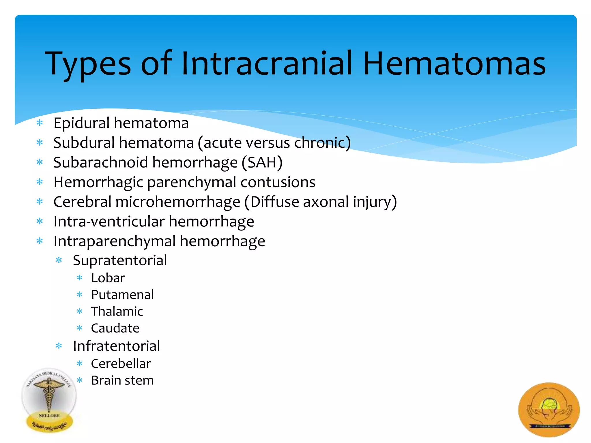 Traumatic versus Non-Traumatic Intracerebral (Intracranial) Bleeds | PPTX