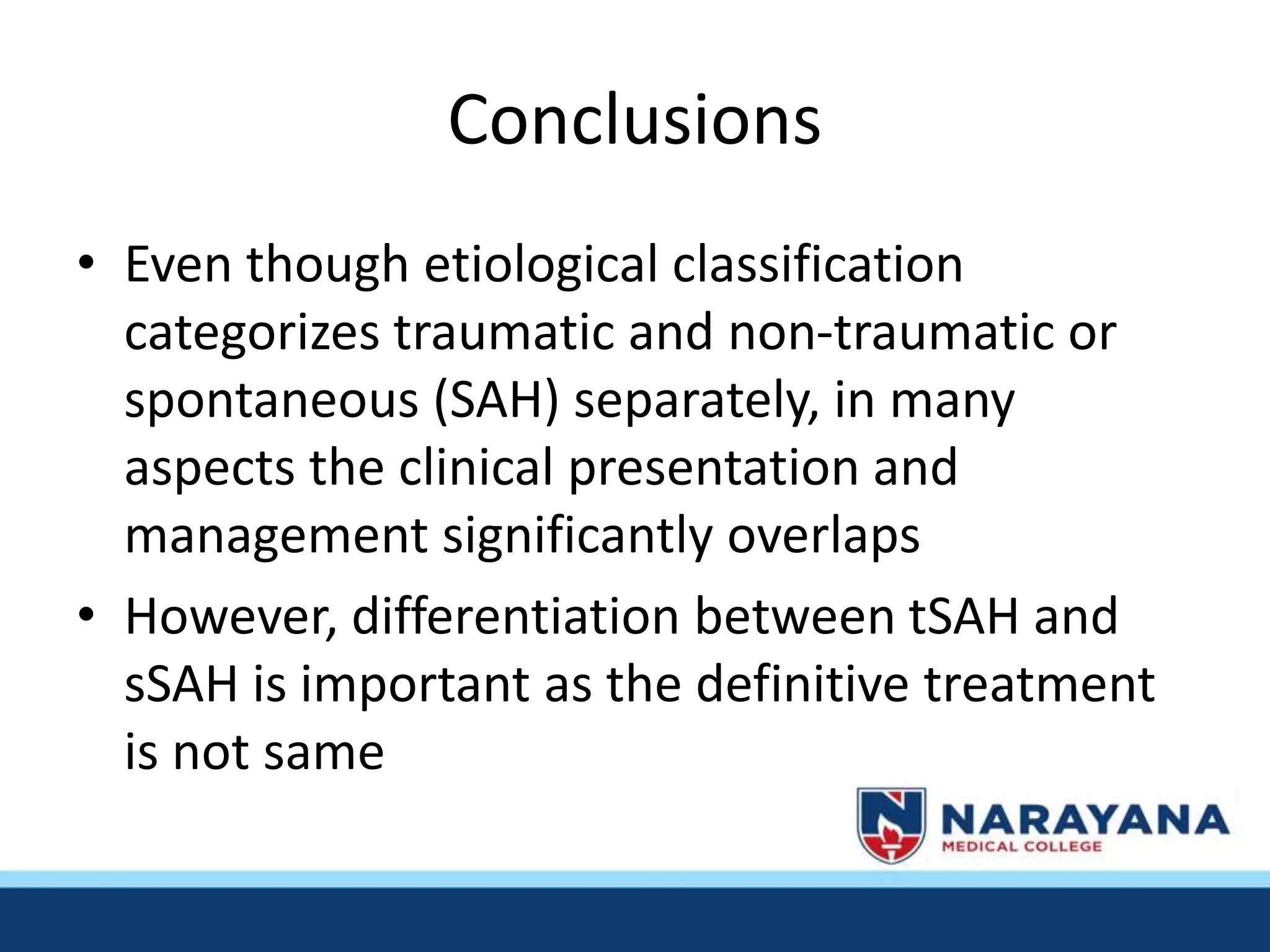 Traumatic Vs Spontaneous Subarachnoid Hemorrhage (SAH) | PPTX