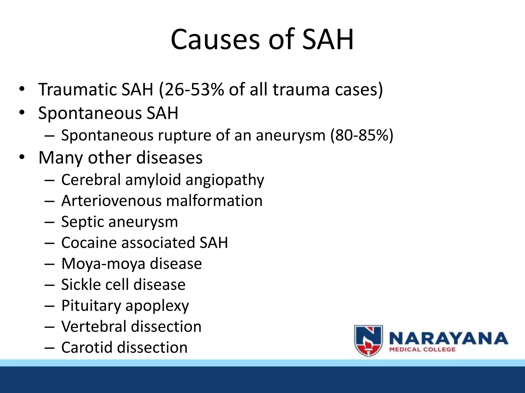 Traumatic Vs Spontaneous Subarachnoid Hemorrhage (SAH) | PPTX