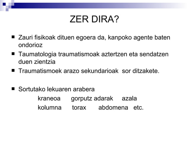 Traumatismoak | PPT