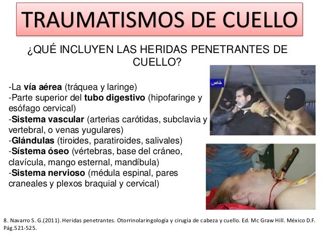 Traumatismos, heridas y contusiones de cuello.