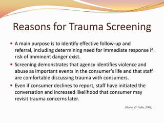 Trauma and trauma-informed care | PPT