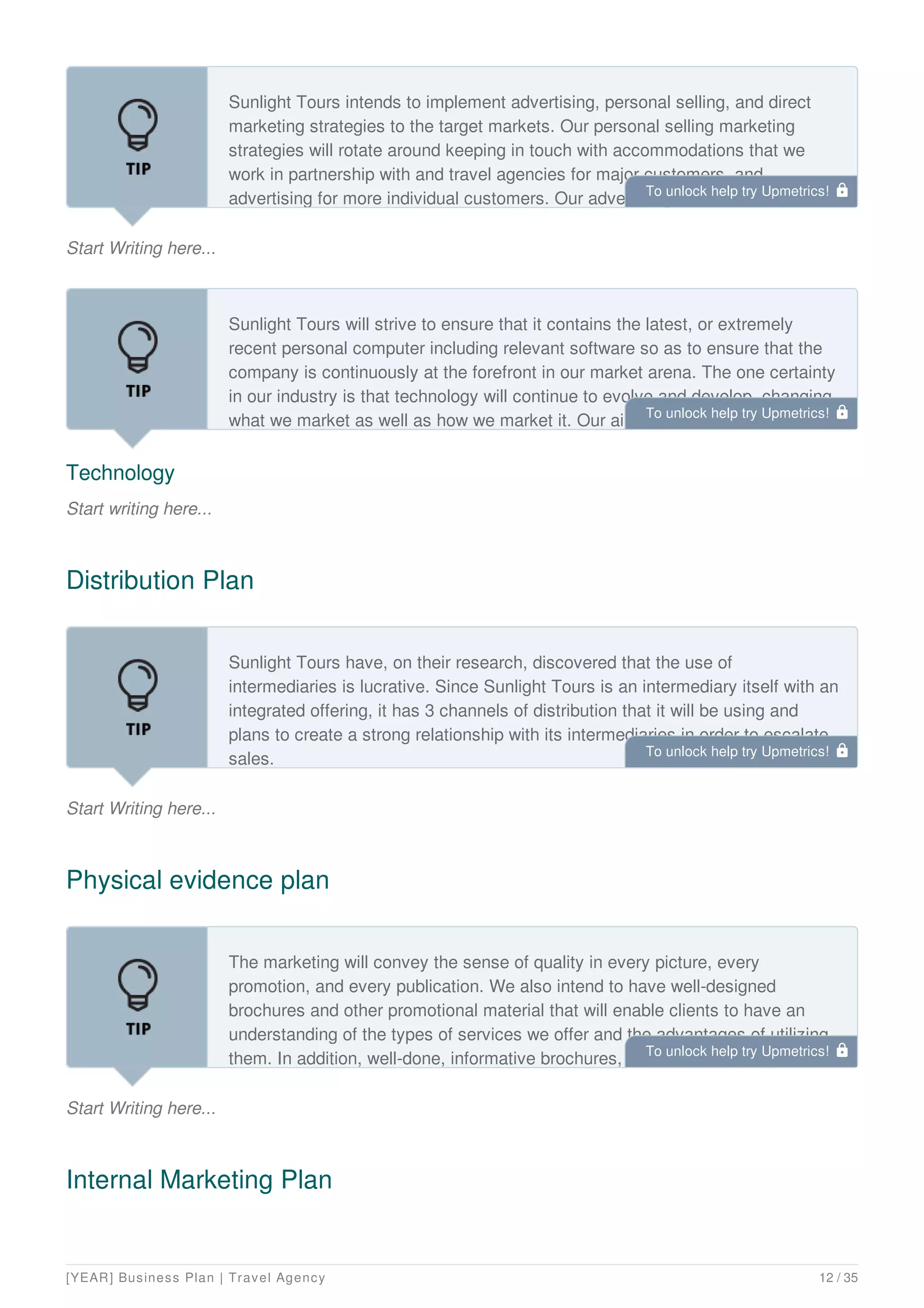 Travel agency business plan example | PDF