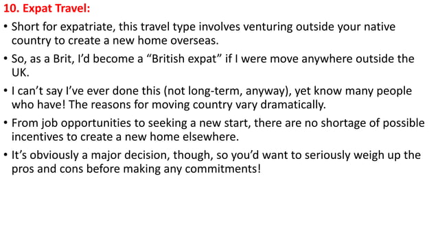 TRAVEL: -FACTORS ,PURPOSES & TYPES.pptx