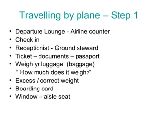 English Vocabulary for travelling on plane | PPT