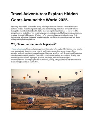 Travel Adventures: Explore the Gem Around The World. | PDF