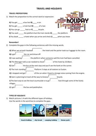 Travel and holidays vocabulary | DOCX