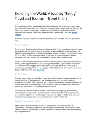 Exploring the World: A Journey Through Travel and Tourism | Travel ...