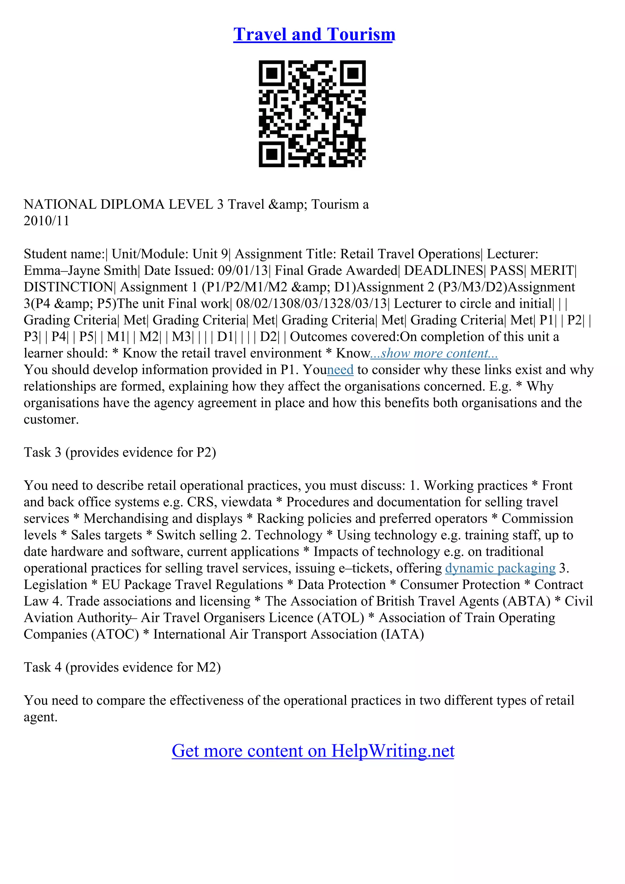 Travel And Tourism Essay | PDF