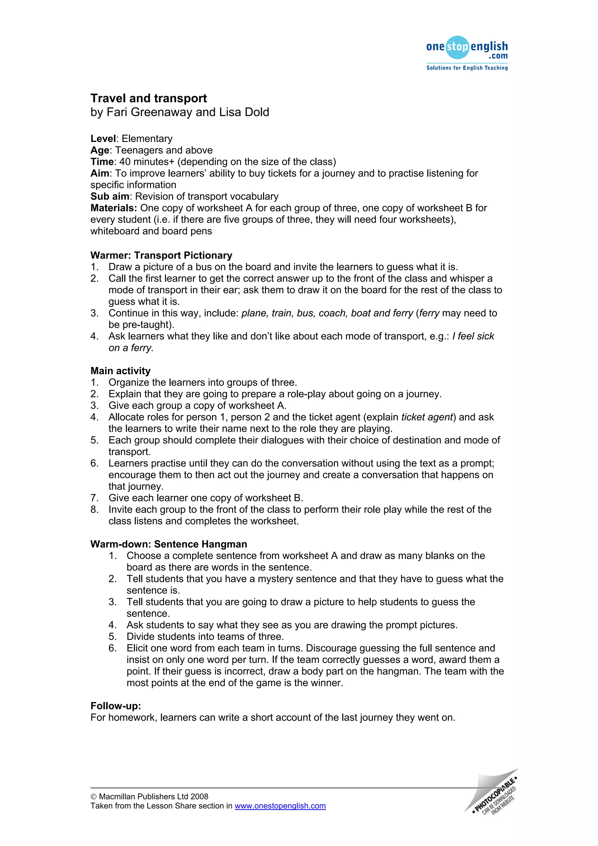 Travel and transport | PDF