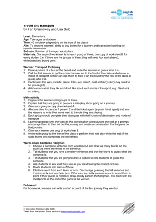 Travel and transport | PDF | Board Games and Puzzles | Games and Puzzles