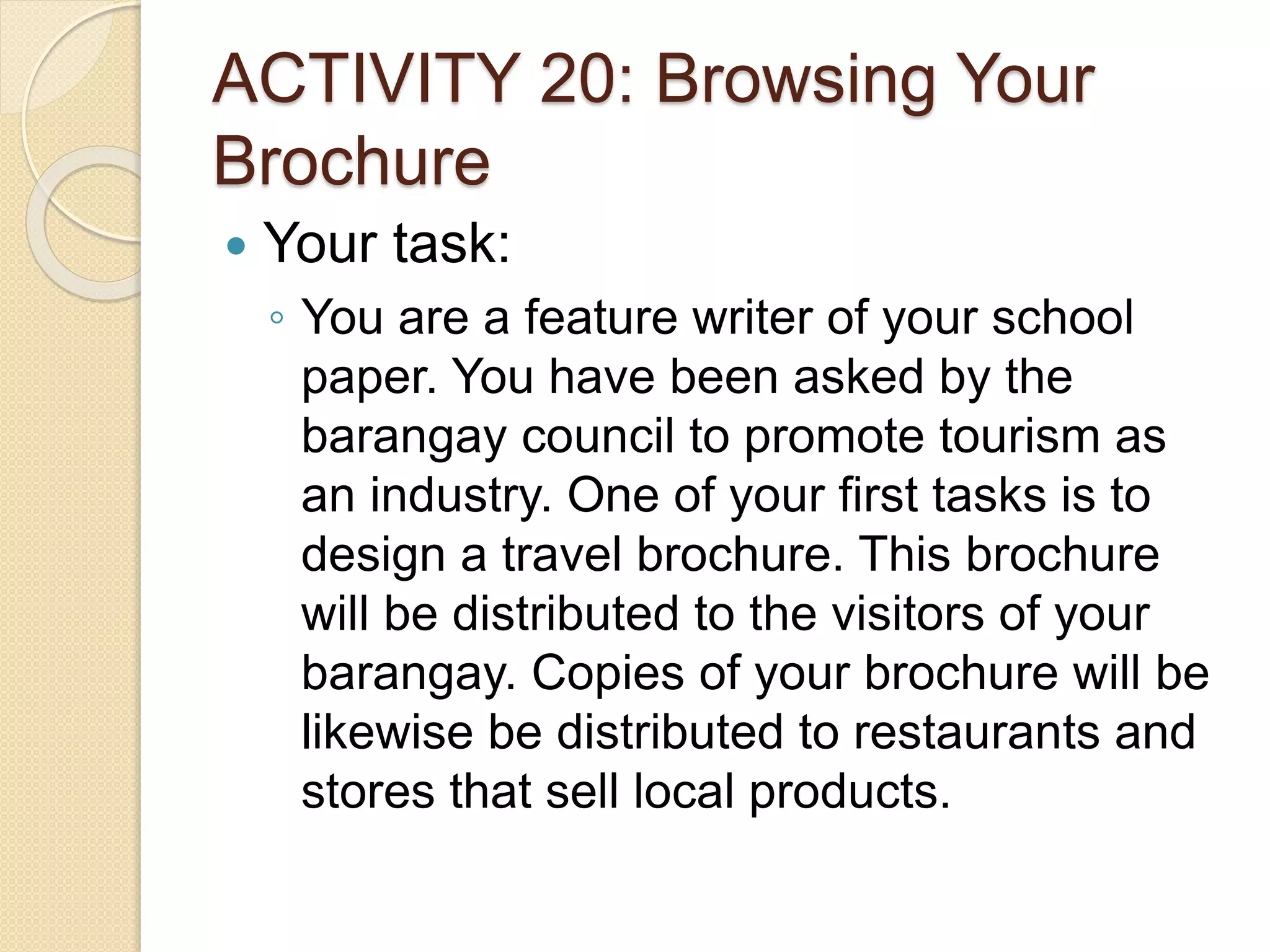 Travel brochure grade 8 | PPTX