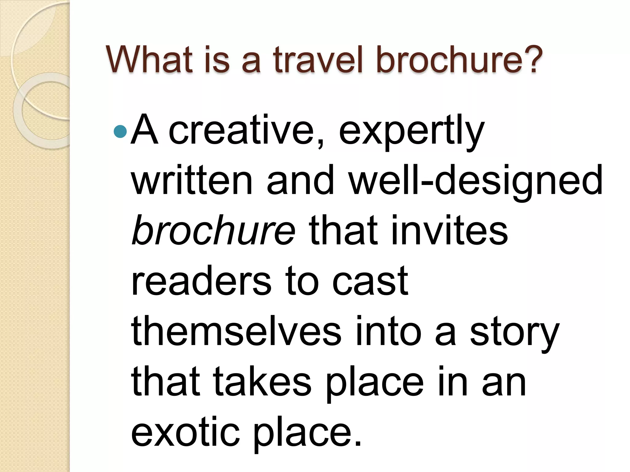 Travel brochure grade 8 | PPTX