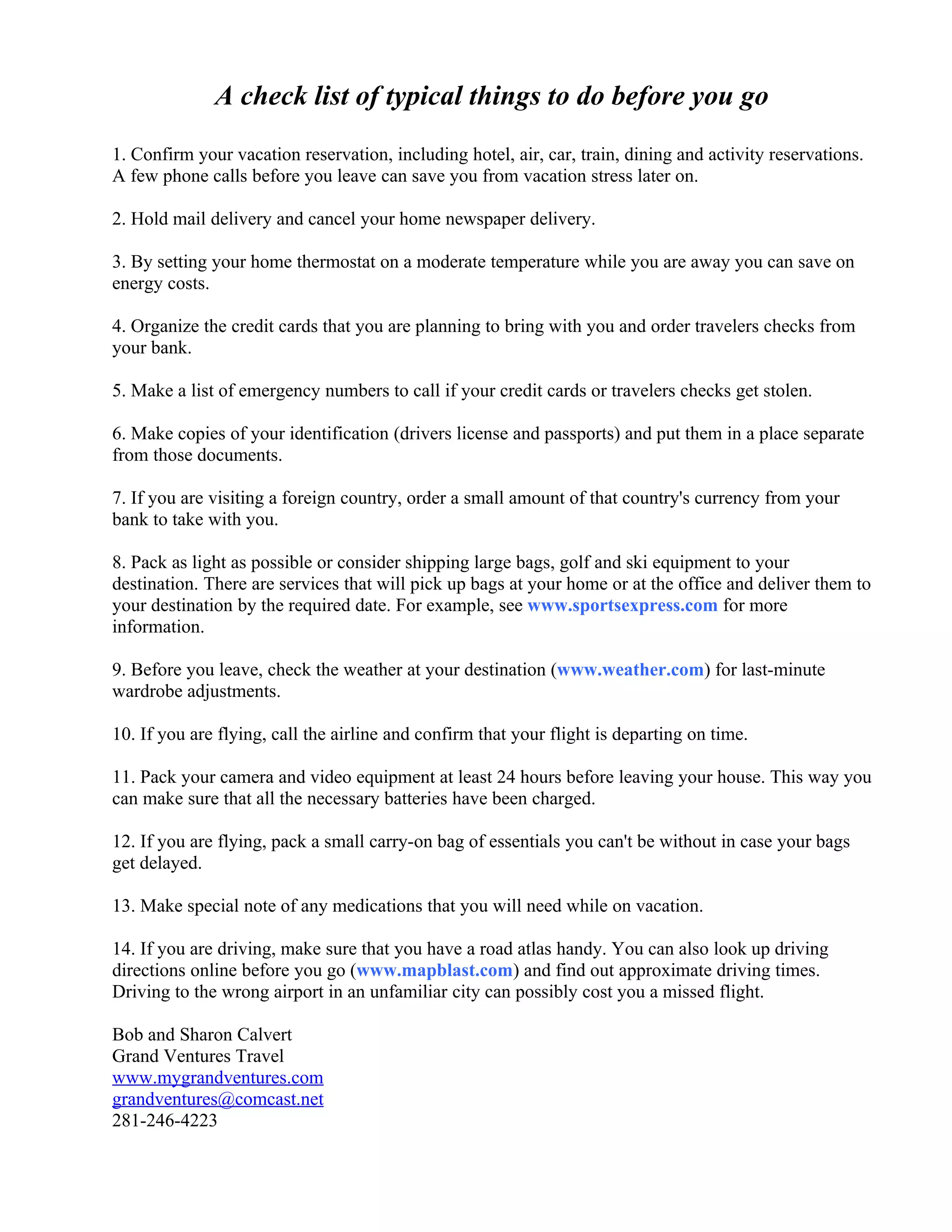 Travel Checklist | DOC