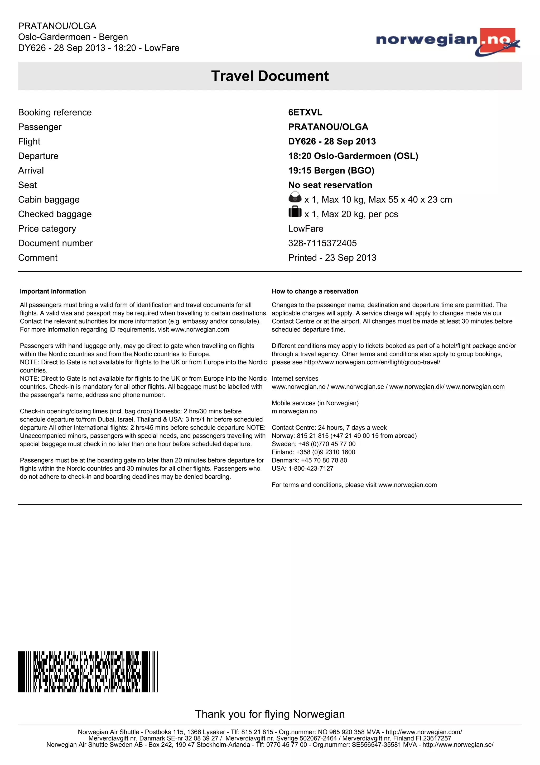 Travel document for pratanou olga - 6 etxvl | PDF | Air Travel | Travel ...