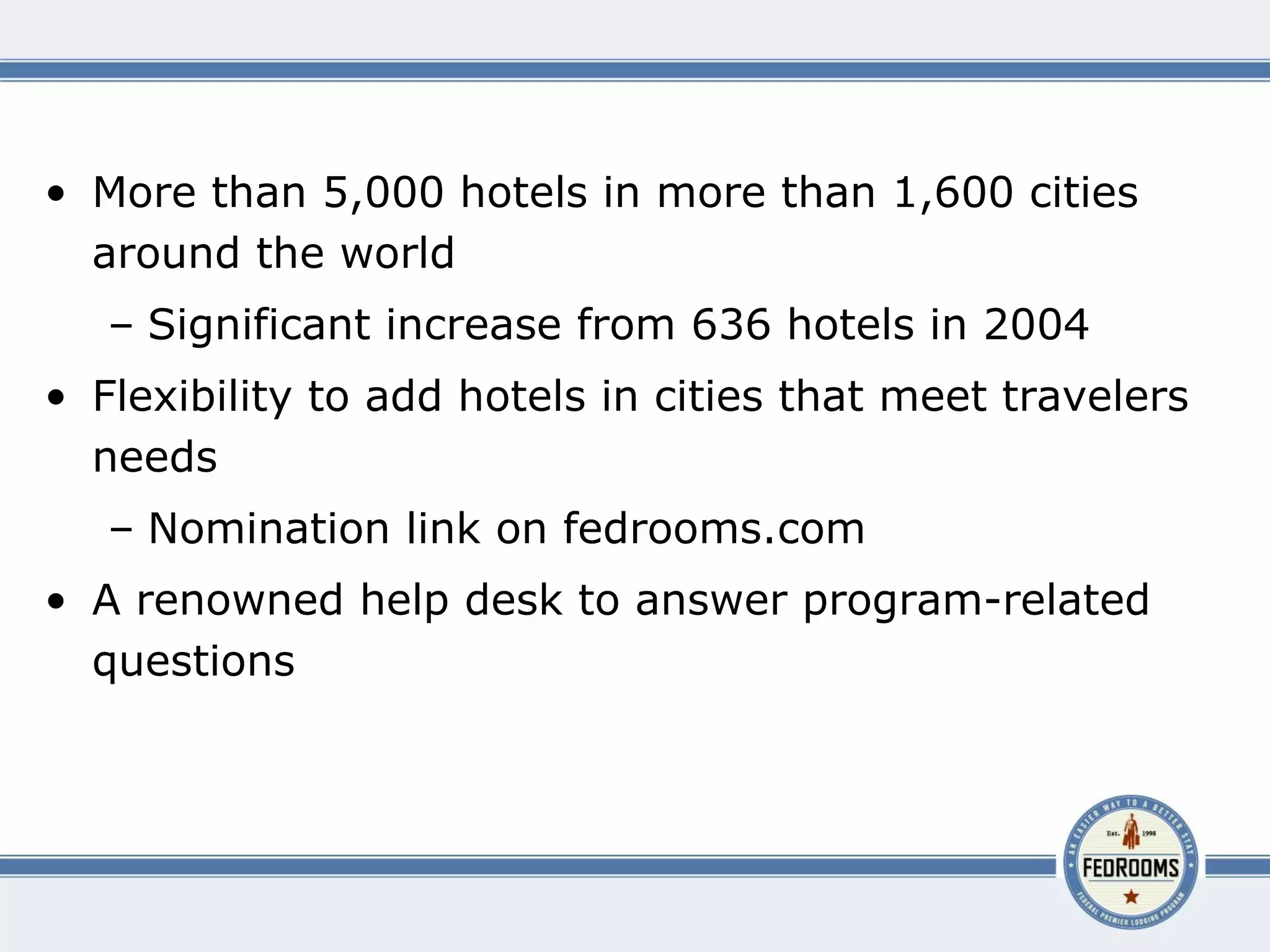 FedRooms Traveler Overview | PPT