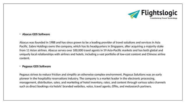 Travel GDS Software | GDS System | OTA Booking Engine | PPTX