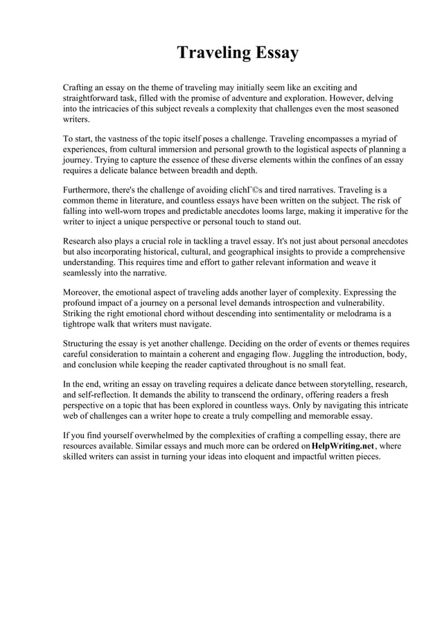 Traveling Essay. Pinellas Technical College | PDF