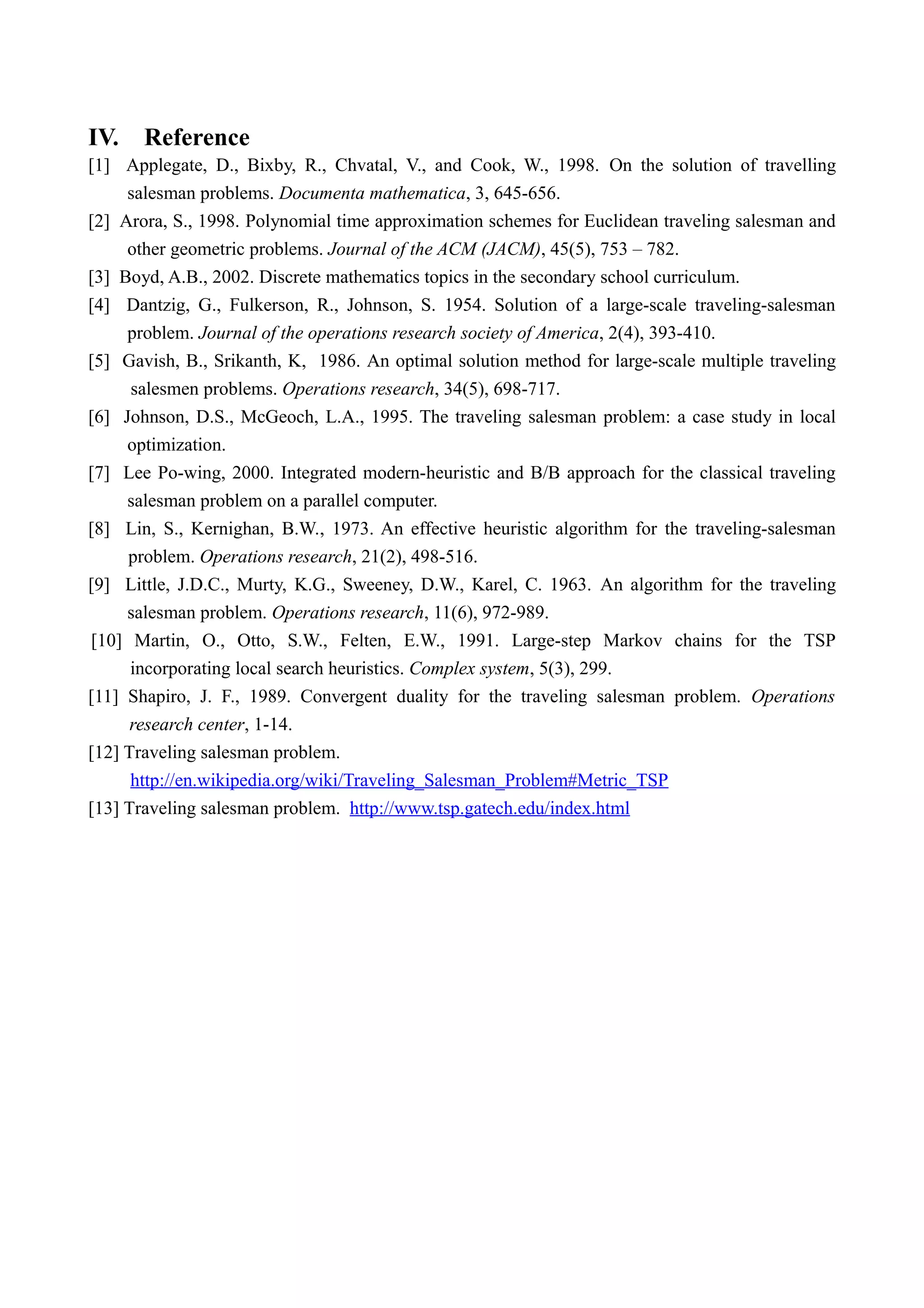 Traveling salesman problem | DOC | Computer Software and Applications | Computing
