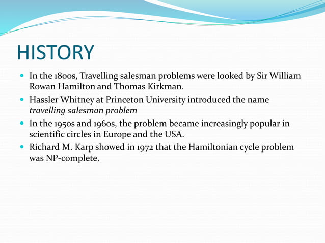 Traveling salesman problem(tsp) | PPT