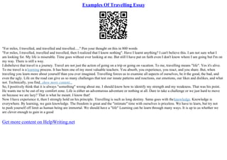 Traveling Symphony Essay | PDF