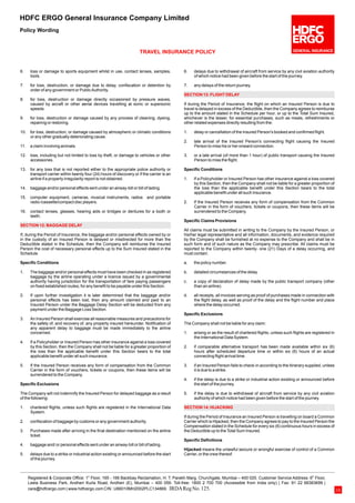 Travel Insurance Policy Wording - HDFC ERGO General Insurance Company ...
