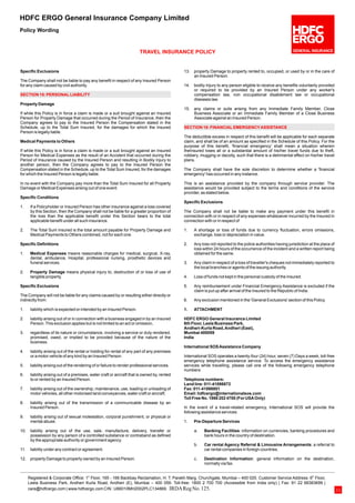 Travel Insurance Policy Wording - HDFC ERGO General Insurance Company ...