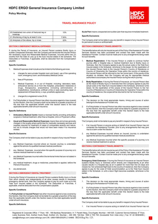 Travel Insurance Policy Wording - HDFC ERGO General Insurance Company Limited | PDF