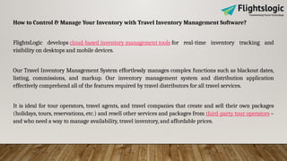 Travel Inventory Management | Hotel Inventory Management System | PPTX