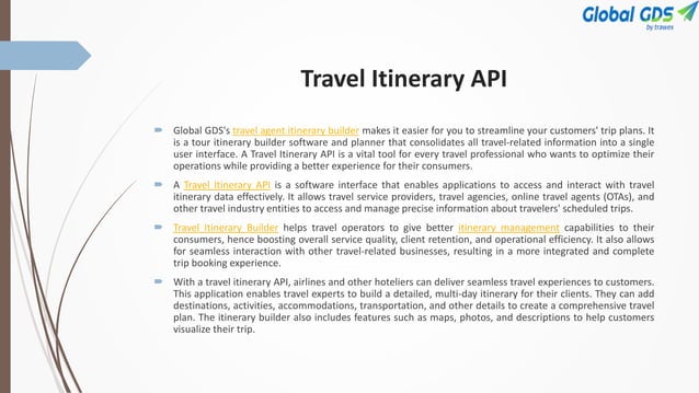 Travel Itinerary API, Travel Itinerary API | PPT