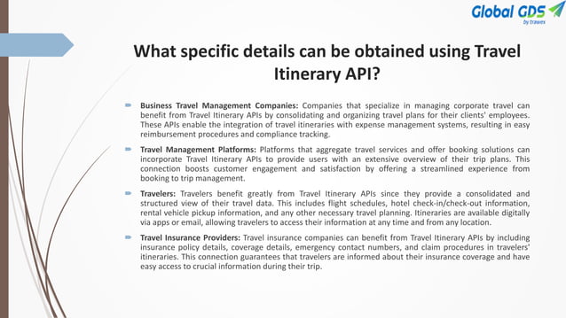 Travel Itinerary API, Travel Itinerary API | PPT