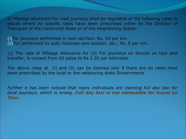 Travelling allowance rules | PPT | Rail Travel | Travel Type