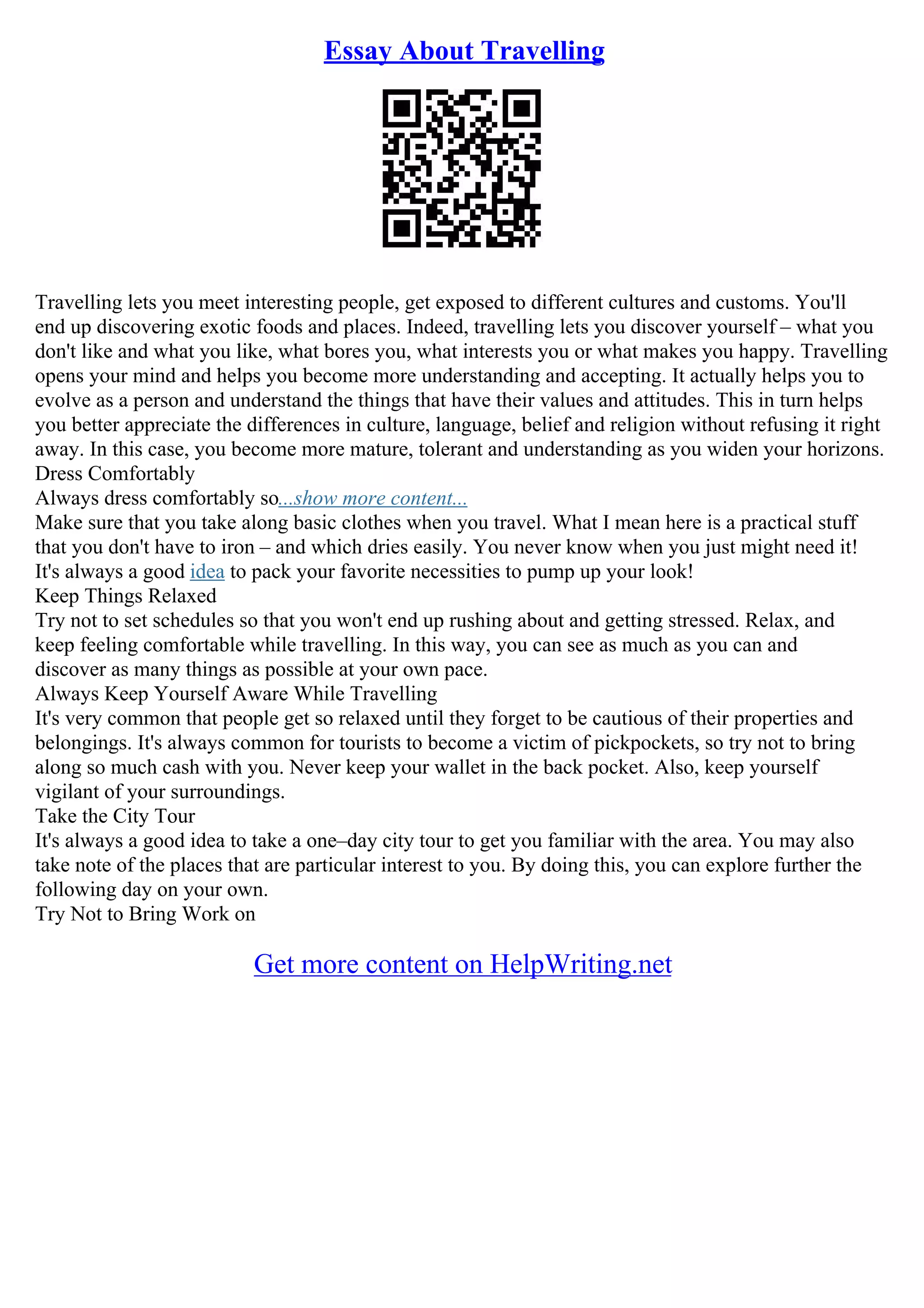 Travelling Essay | PDF